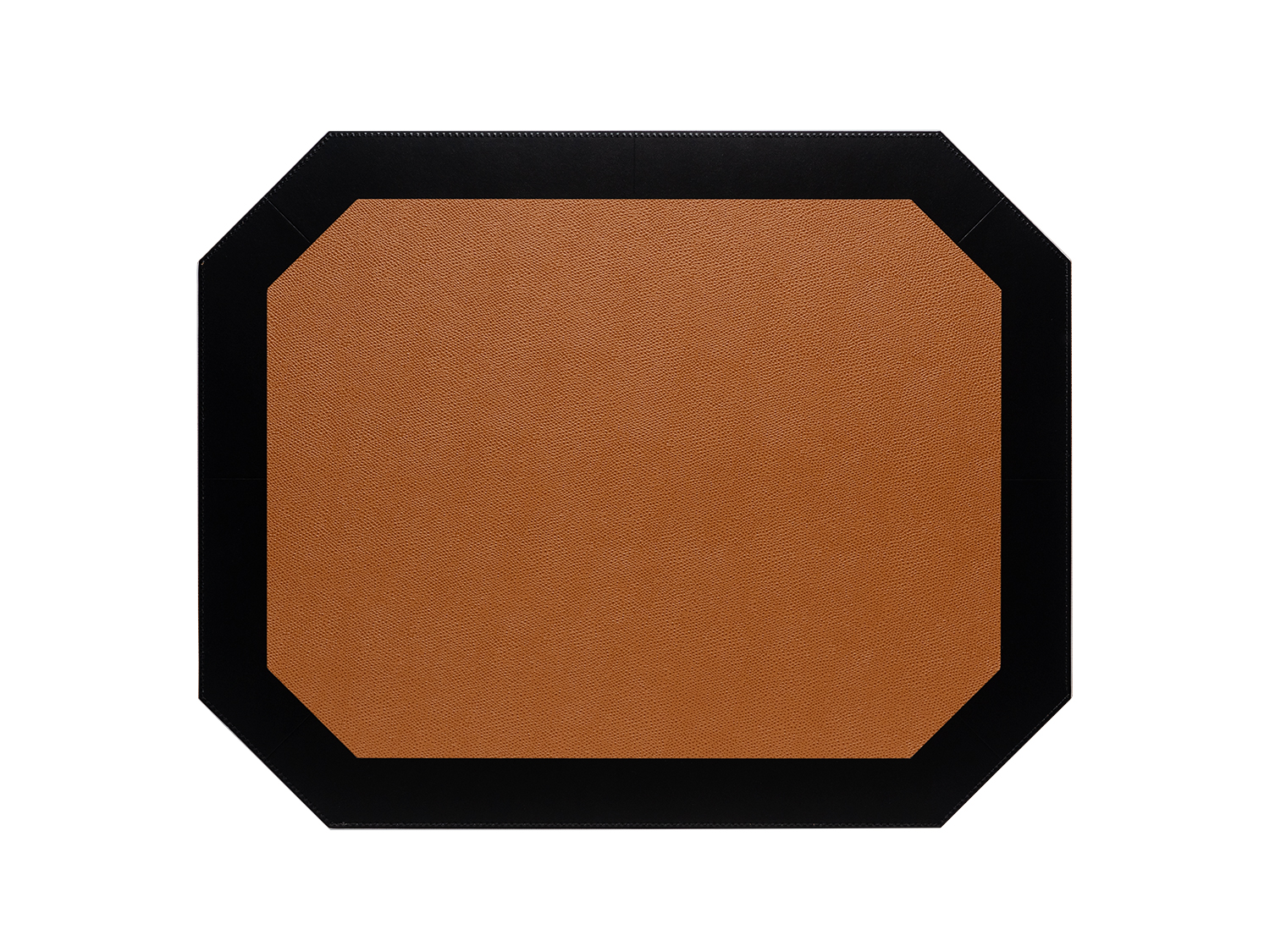 Set de table octogonal Vendome cuir Camel/Noir 50x40cm