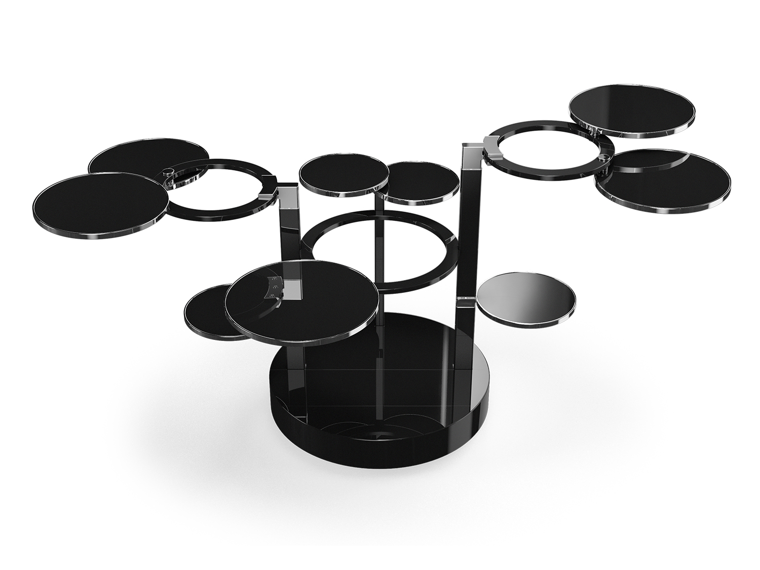 C11, Black and chrome deployable carbon trolley and chrome finish