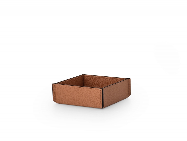 Vendôme Camel Square leather basket